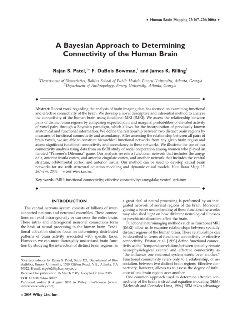 Human Brain Mapping - 2005 - Patel - A Bayesian Approach To Determining ...