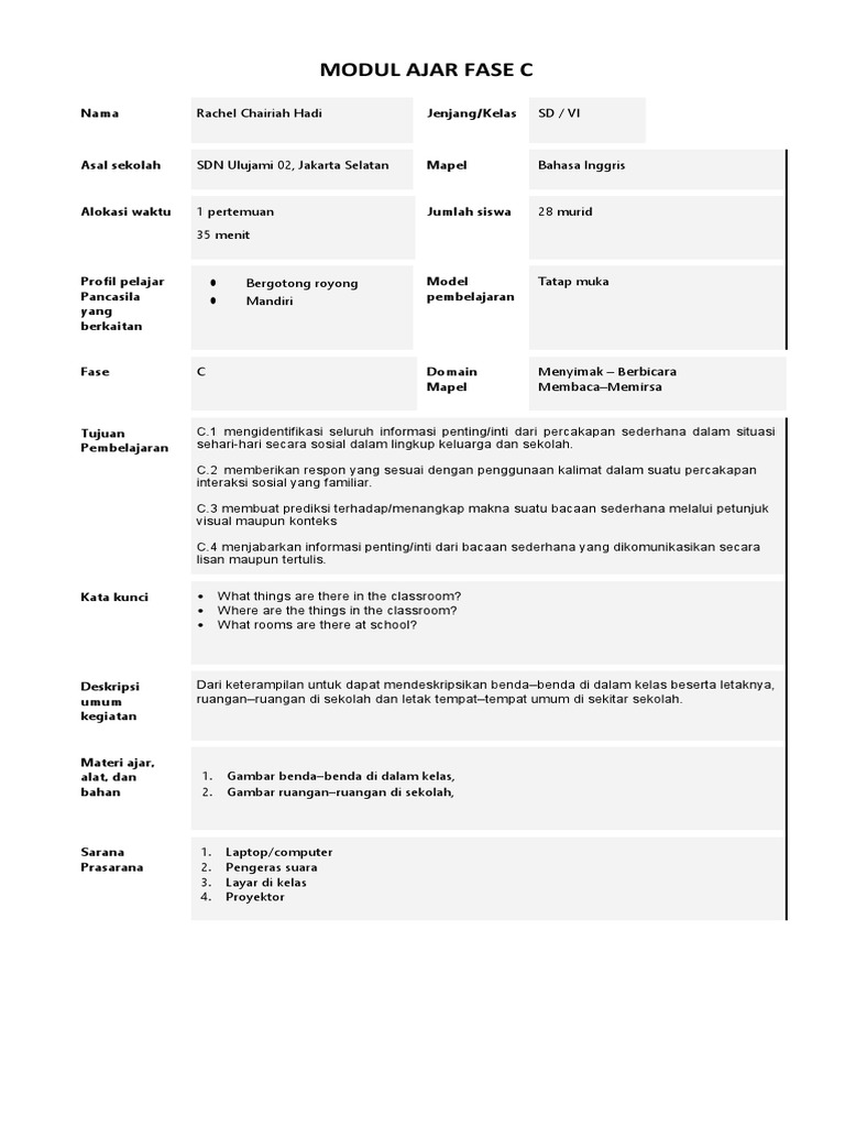 Rachel Chairiah Hadi A1b020032 Modul Ajar Fasec Pdf Pdf
