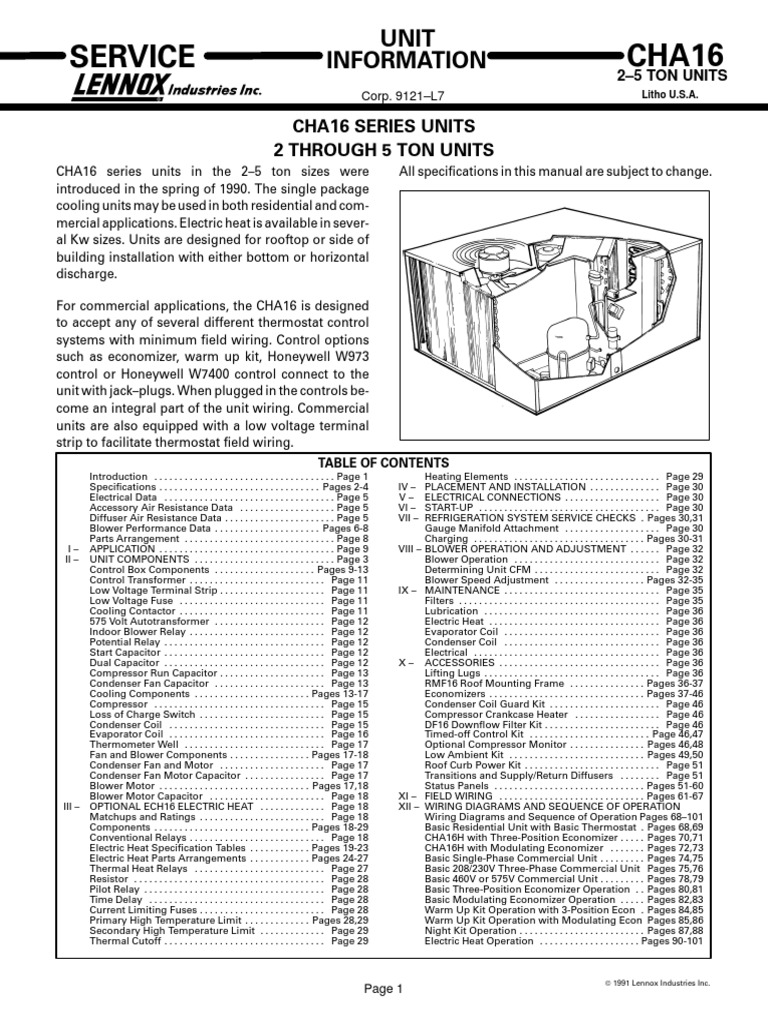 Lennox CHA 16 - 261 To 653 | PDF | Fuse (Electrical) | Thermostat