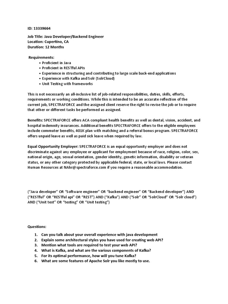 Java Developer-Backend Engineer - 13339664 | PDF | Career & Growth | Computers