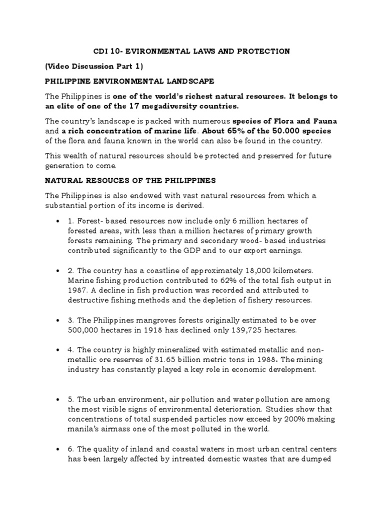 Environmental Laws in the Philippines | PDF | Environmental Law ...
