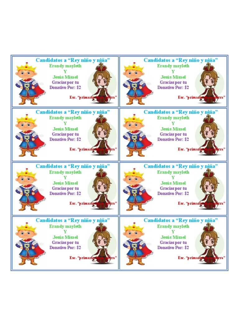 Boletos Rey Niño y Niña | PDF Boletos Rey Niño y Niña | PDF