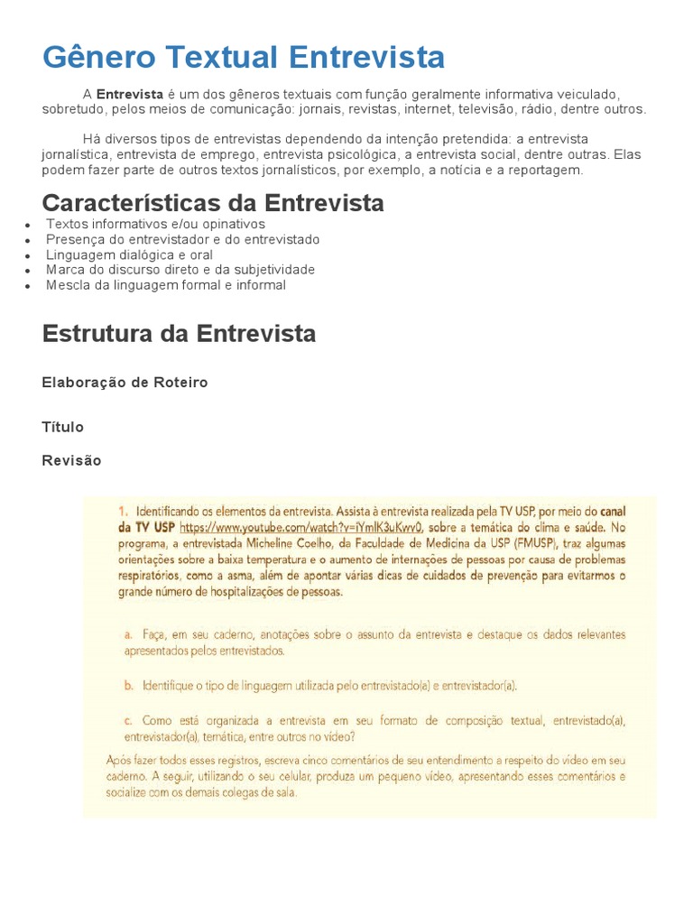 Gênero Textual Entrevista | PDF