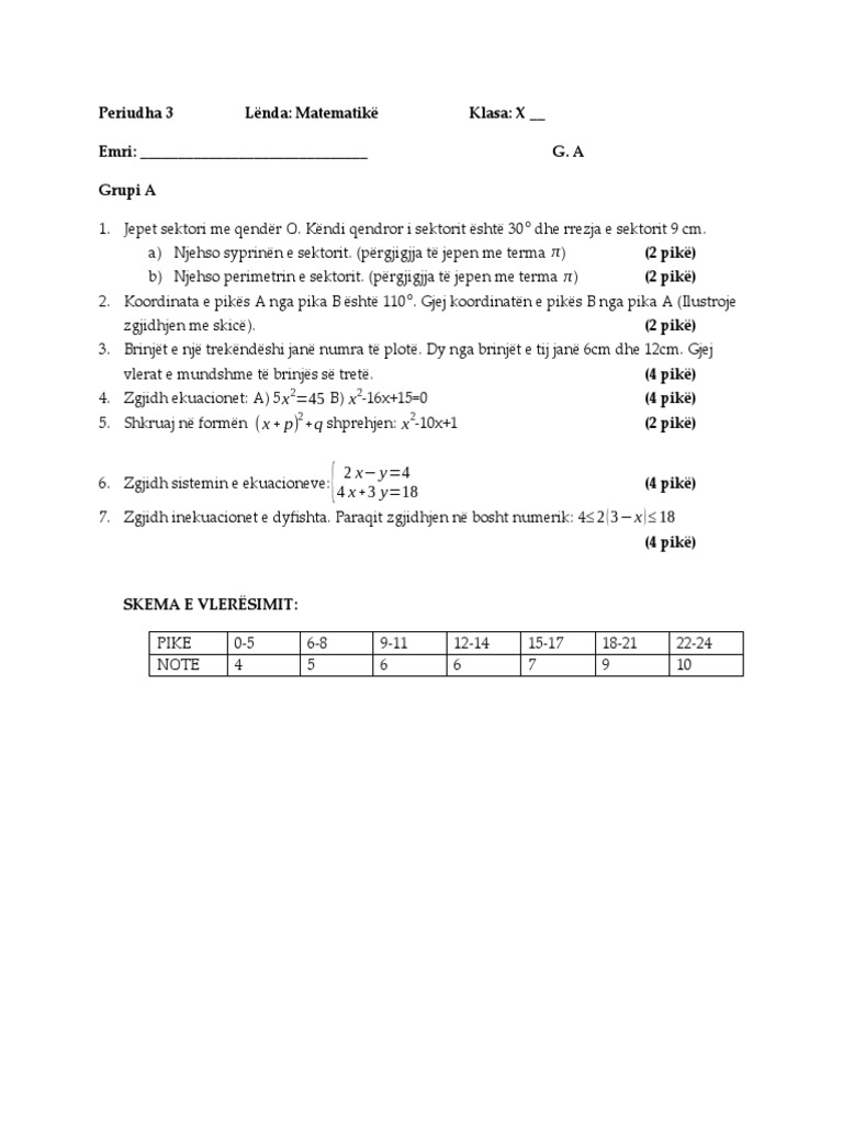 Periudha 3 Matematike | PDF