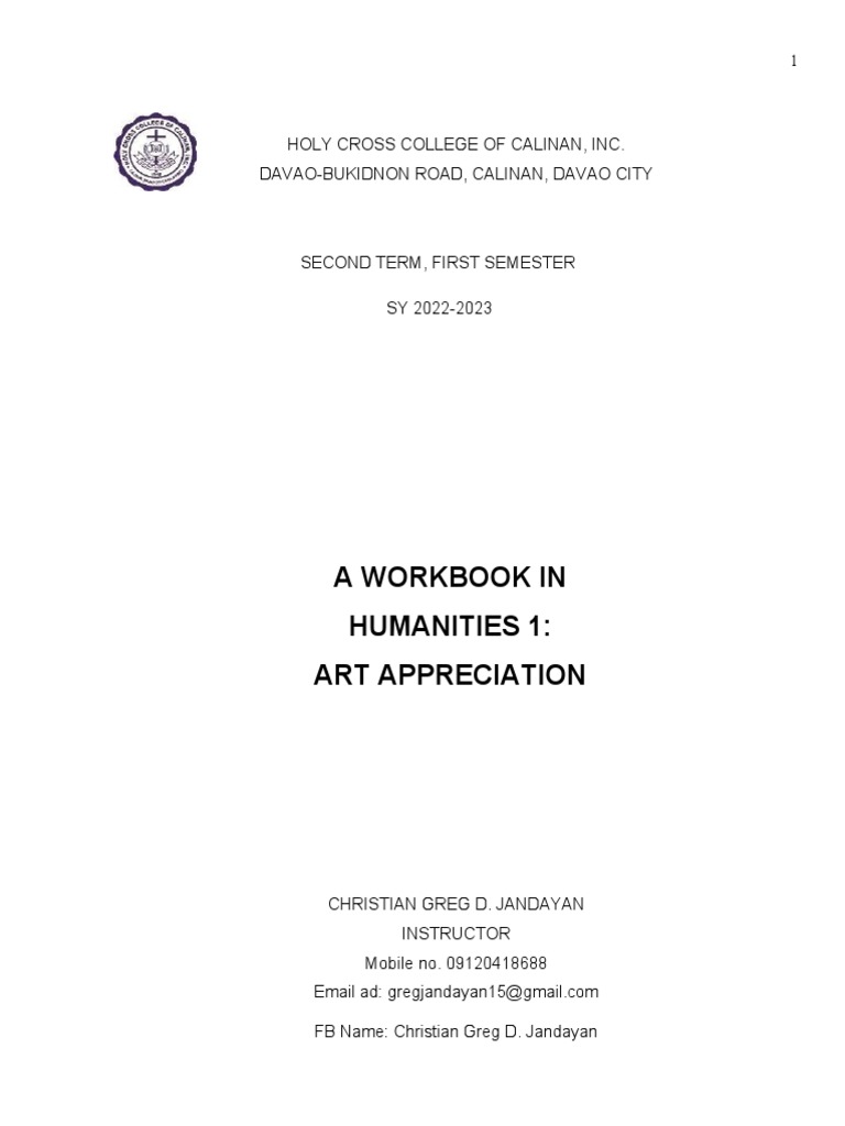 Coursepack in Humanities Art Appreciation | PDF | The Arts ...
