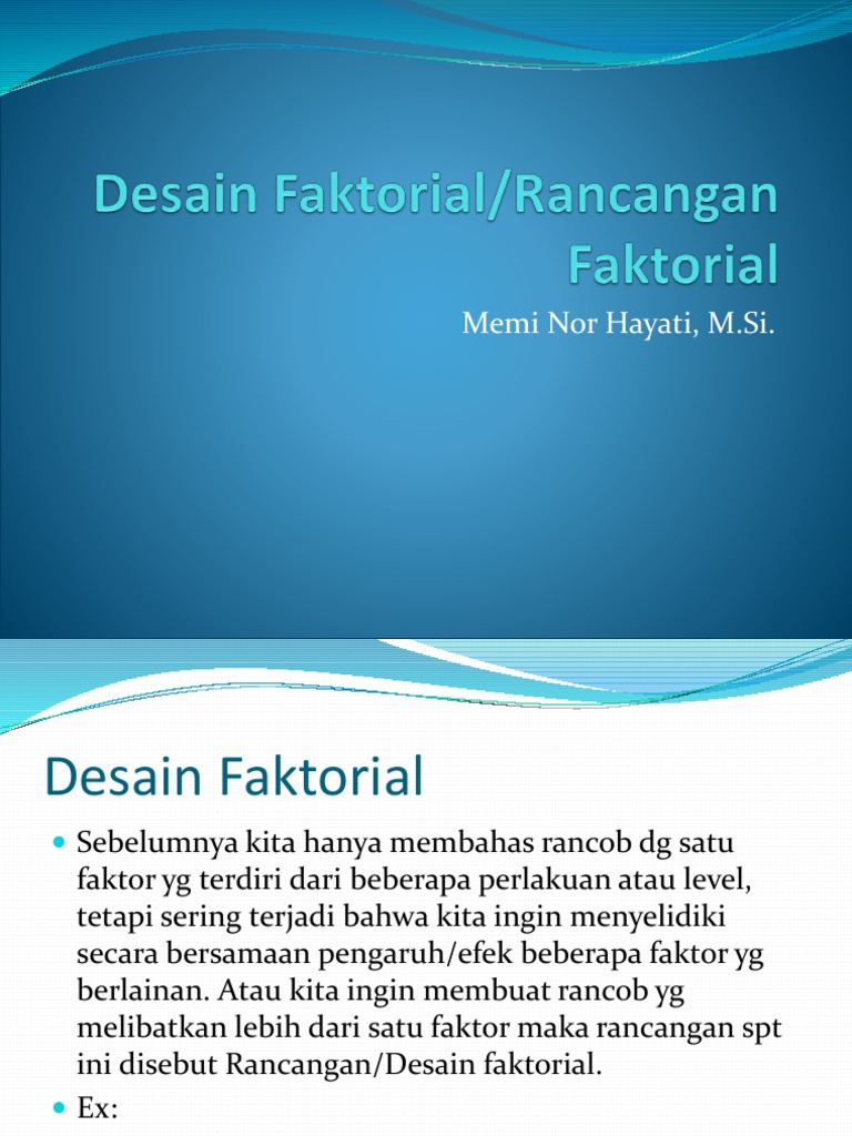 Desain Faktorial PDF | PDF | Metode & Bahan Ajar