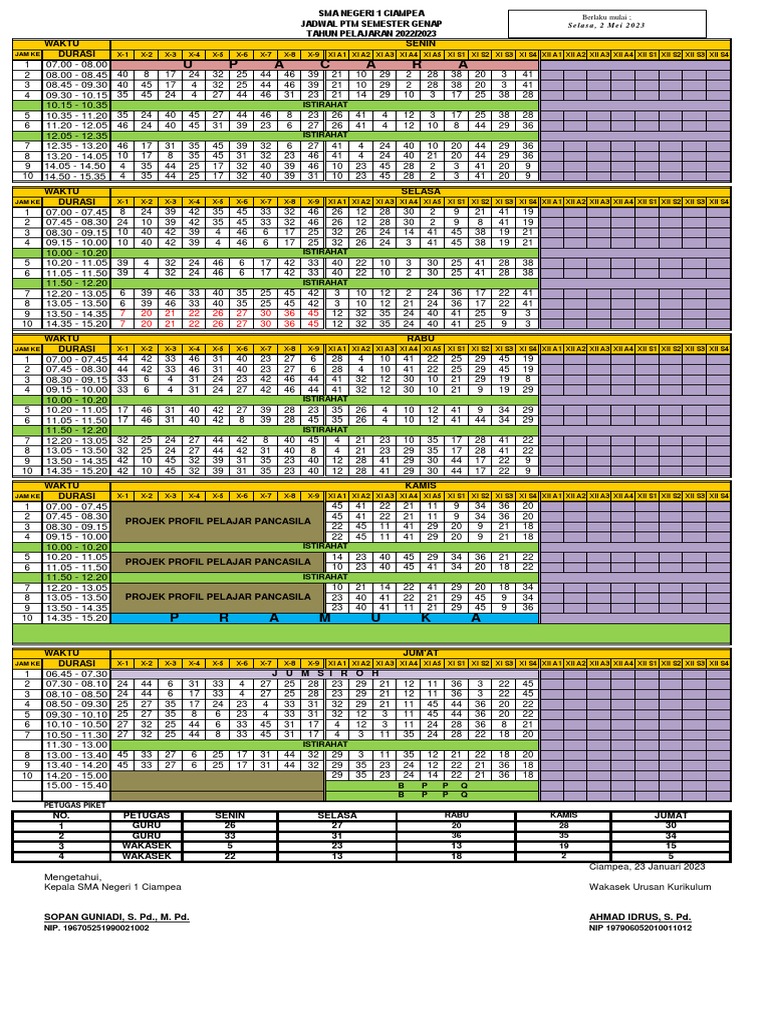 Jadwal Pelajaran Genap TP 2022-2023 02052023 | PDF | Ouverture (échecs) | Échecs