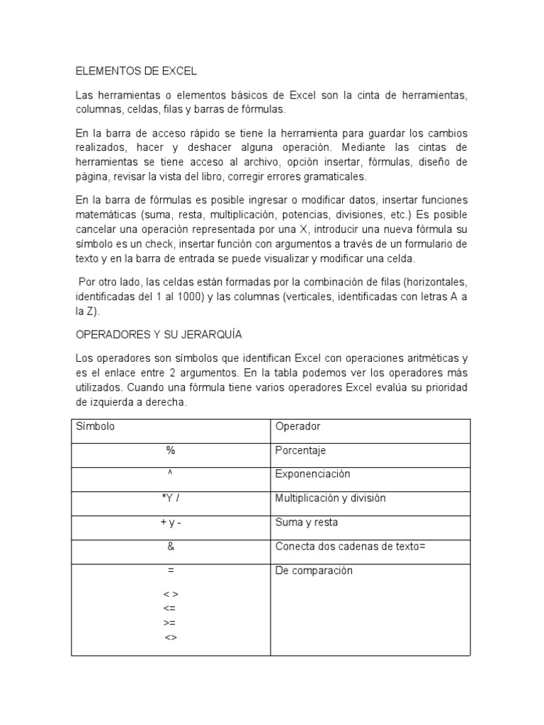 Elementos de Excel | PDF
