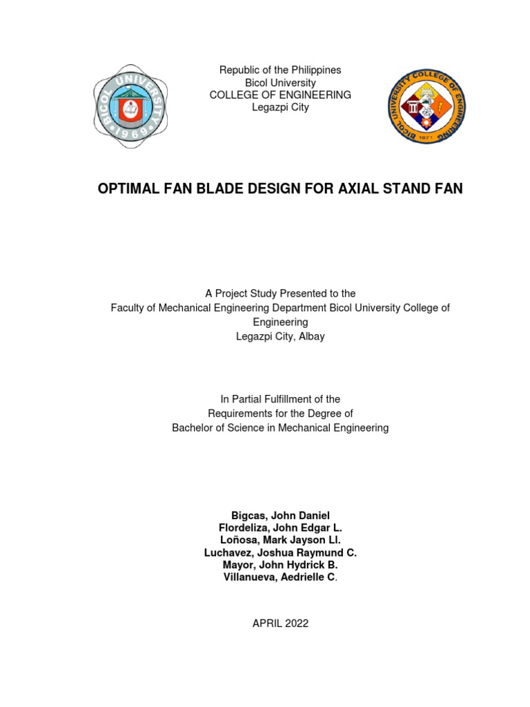 OPTIMAL FAN BLADE DESIGN FOR AXIAL STAND FAN | PDF | Airfoil | Lift (Force)