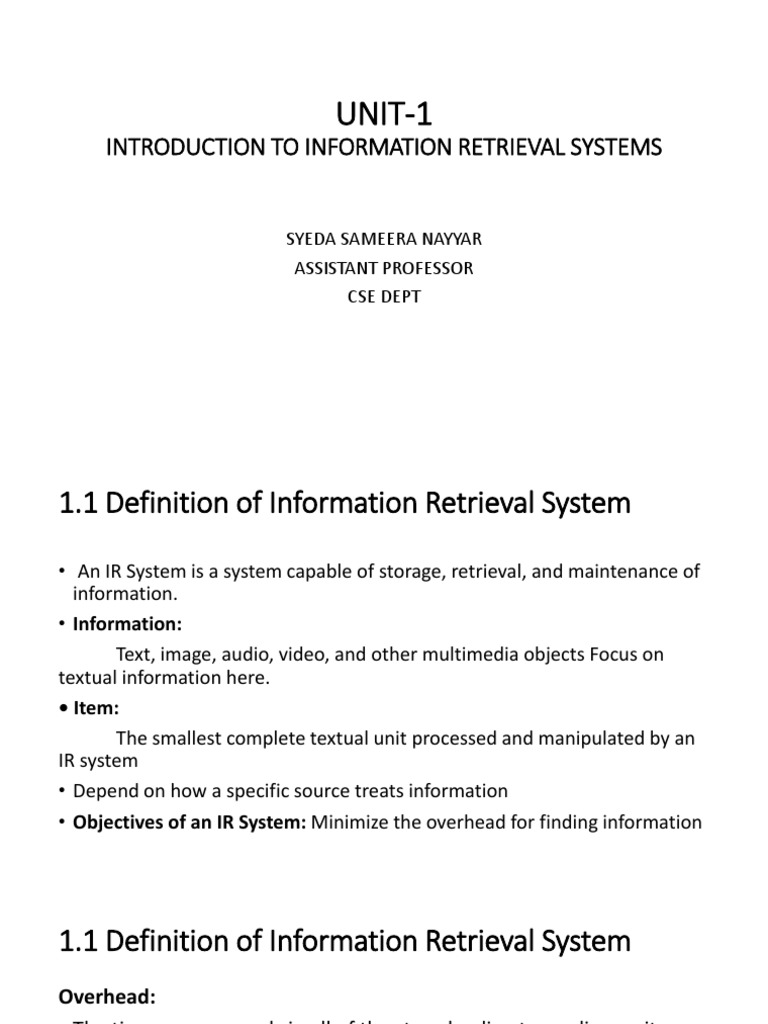 Irs Unit-1 | PDF