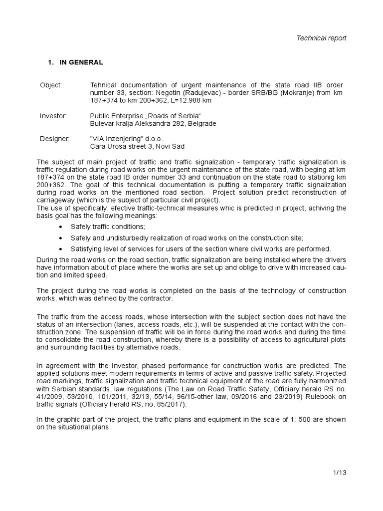 01 - Technical Report | PDF | Traffic | Road