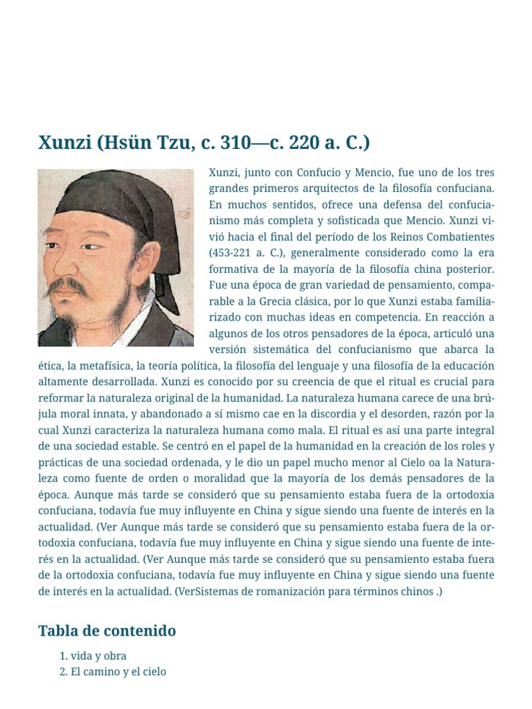 Filosofía Confuciana de Xunzi | PDF | La naturaleza humana | confucionismo