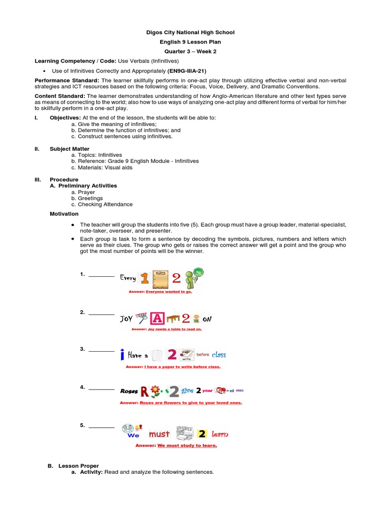 Infinitives Lesson-Plan | PDF | Verb | Adverb