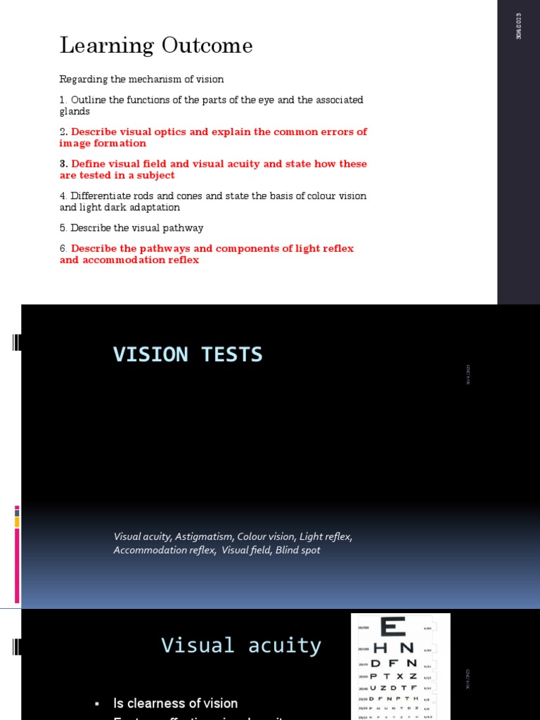 Vision Tests - 2023 | PDF | Visual Acuity | Visual Perception
