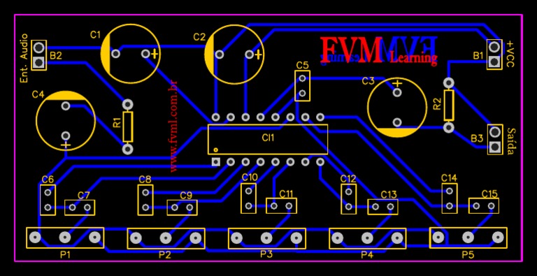 PCB_PCI-Circuito-Equalizador-ativo-de-5-bandas-com-CI-LA3600-ou-KA2223 ...