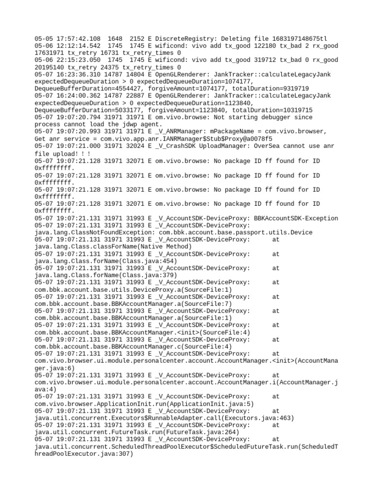 Vivo Browser Log File Errors and Warnings | PDF | Java (Programming Language) | Systems Engineering