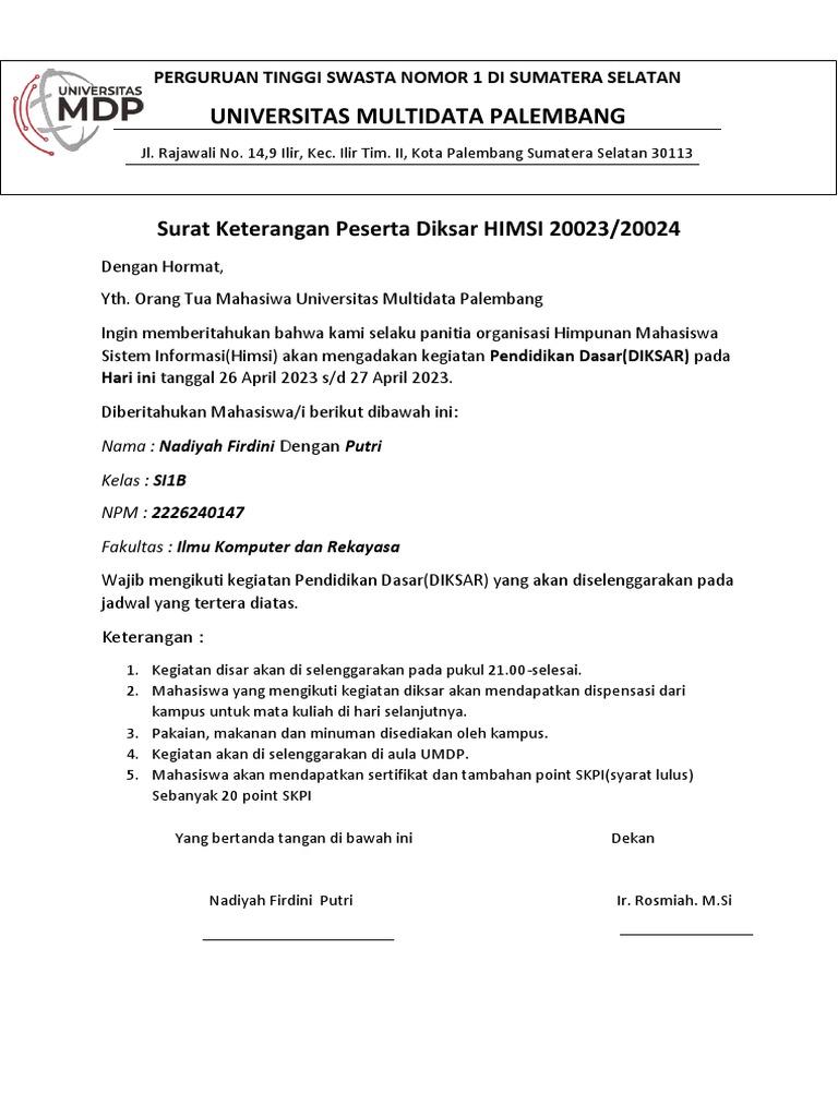 Surat Diksar Himsi | PDF