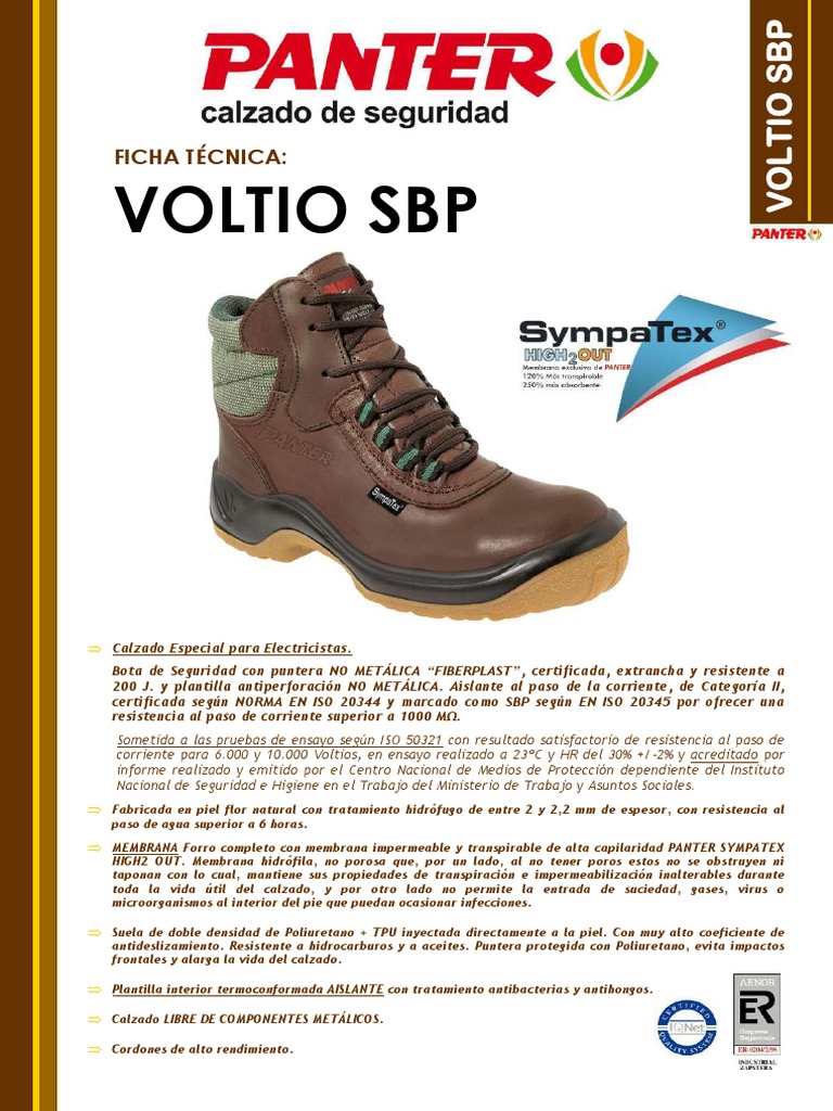 Bota Seguridad Voltio Panter | PDF | Aislamiento térmico | Materiales