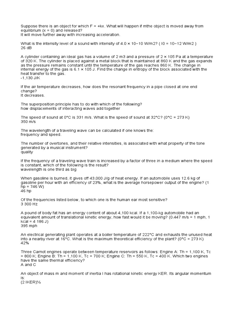 Compilation Physics Quiz | PDF | Rotation Around A Fixed Axis | Waves