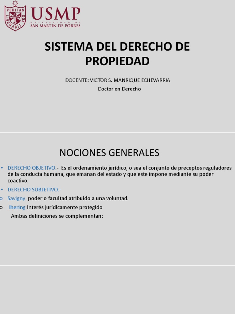 Sistema de Derecho de Propiedad - Usmp - 2023 - I - Primera Parte | PDF ...