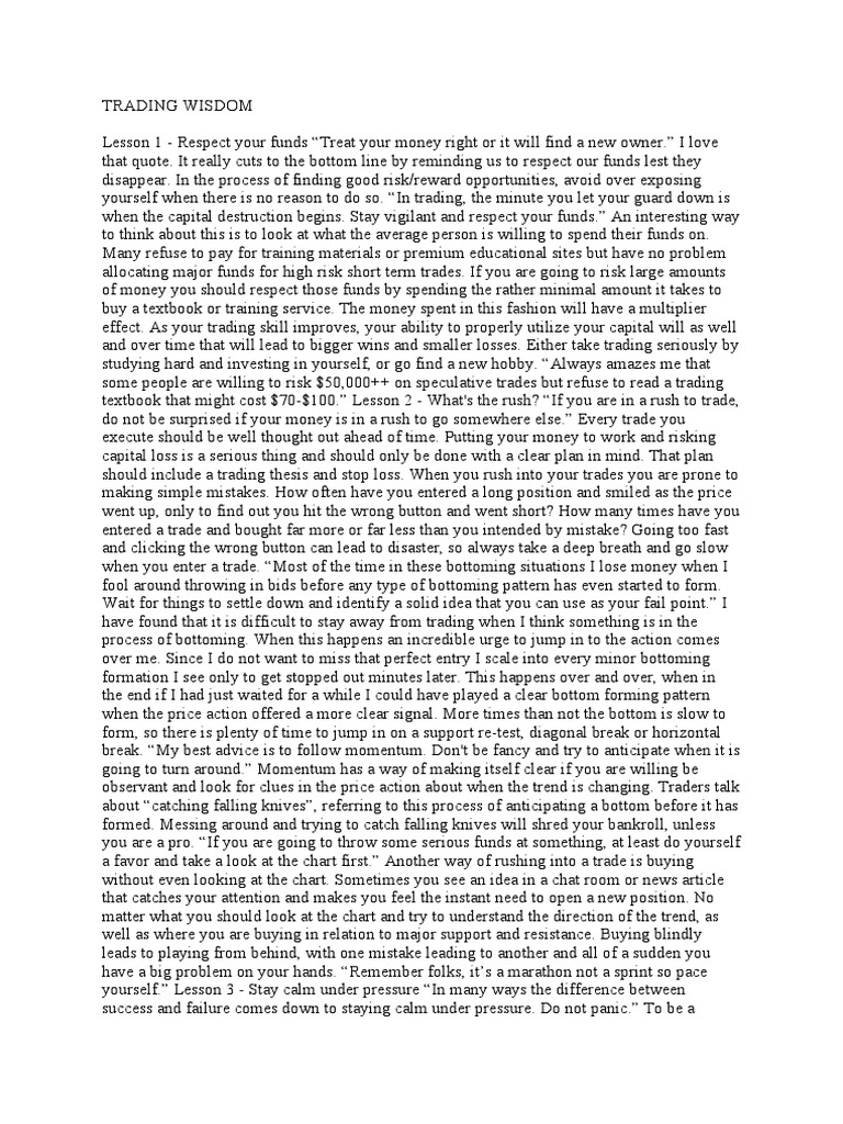 Trading Wisdom | PDF | Technical Analysis