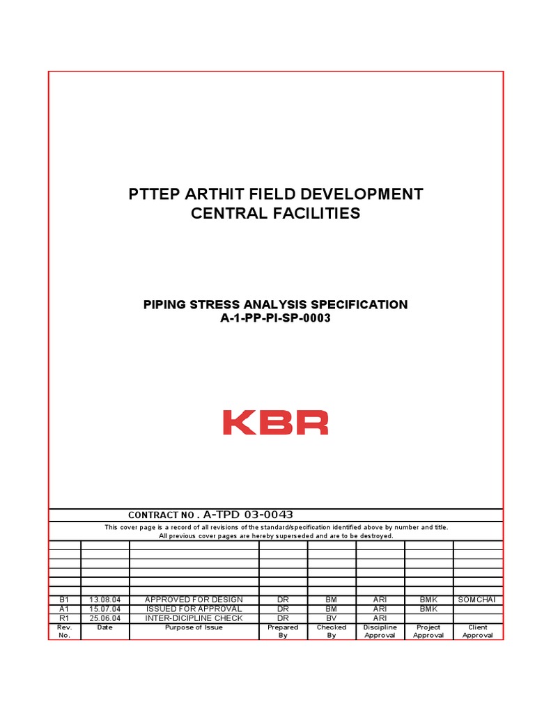 Piping Stress Specification | PDF | Pipe (Fluid Conveyance) | Heat Exchanger