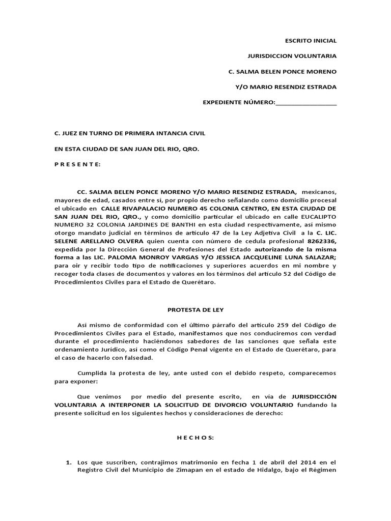 Divorcio Voluntario | PDF | Divorcio | Matrimonio