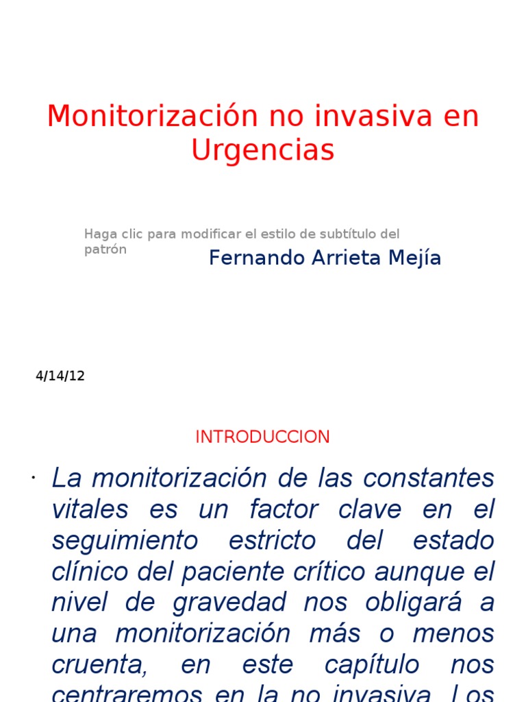 Monitorización No Invasiva en Urgencias | PDF | Electrocardiografia ...