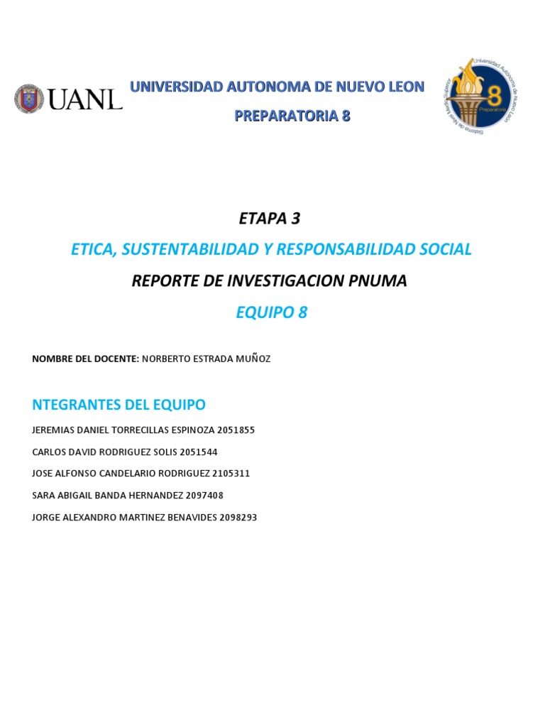 EQUIPO8 REPORTE PNUMA - Odt | PDF | Programa del Medio Ambiente de las Naciones Unidas ...