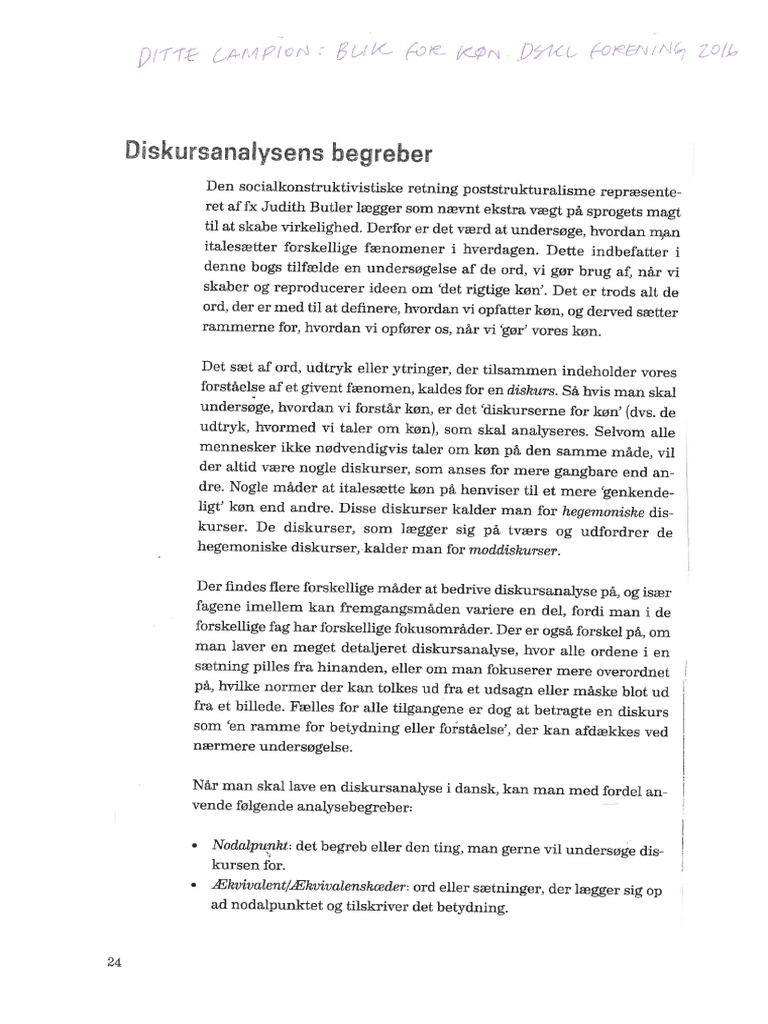 Blik For Køn. Diskursanalysens Begreber | PDF