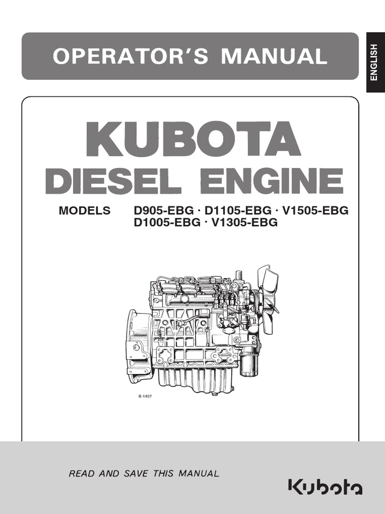 Manuel D'utilisation Et Enretien Kubota D1105-16683-89172E | PDF ...