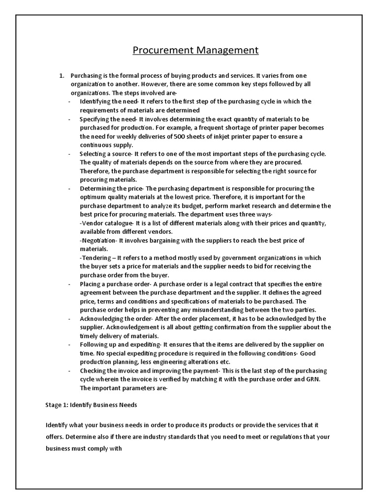 Procurement Management | PDF | Procurement | Damages