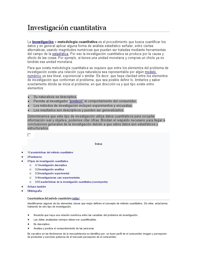 Investigación Cuantitativa | PDF | Experimentar | Estadísticas