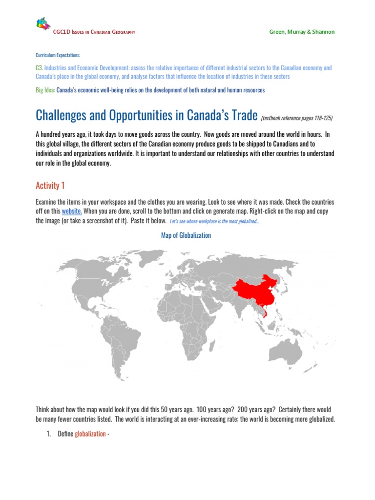 Challenges and Opportunities in Canada's Trade | PDF | Balance Of Trade ...