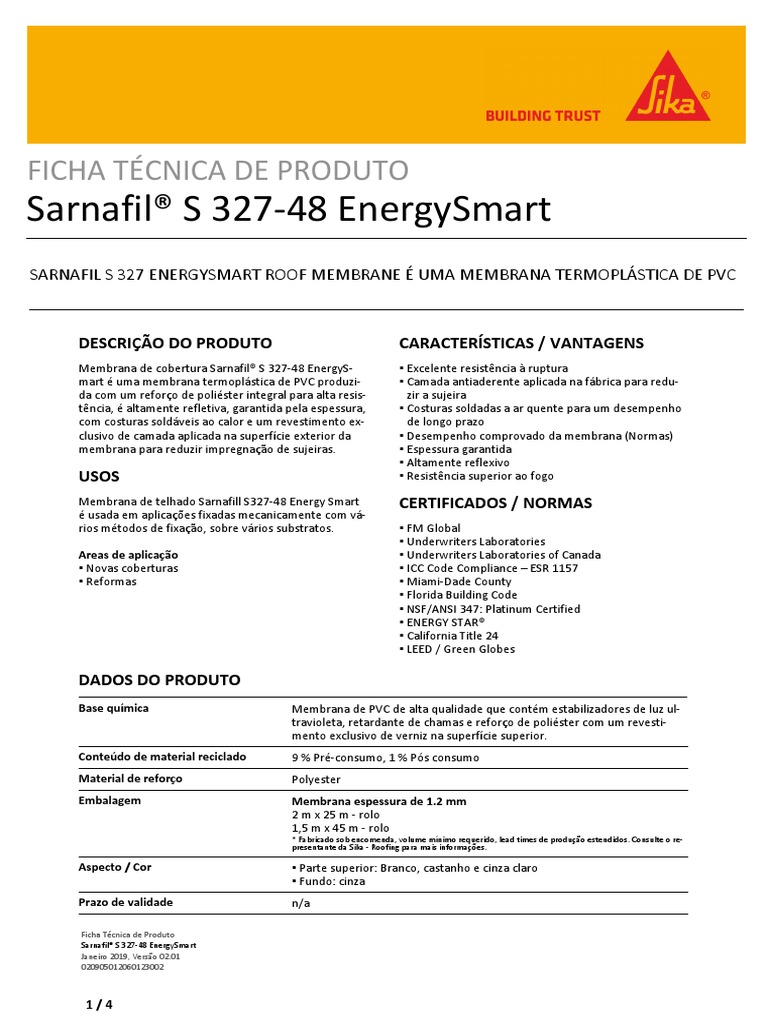 Sarnafil s327-12L | PDF | Poliéster | Química
