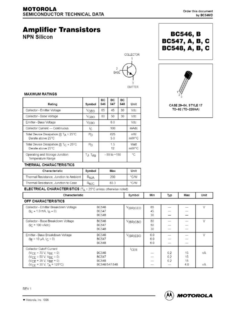 BC547 Datasheet | PDF