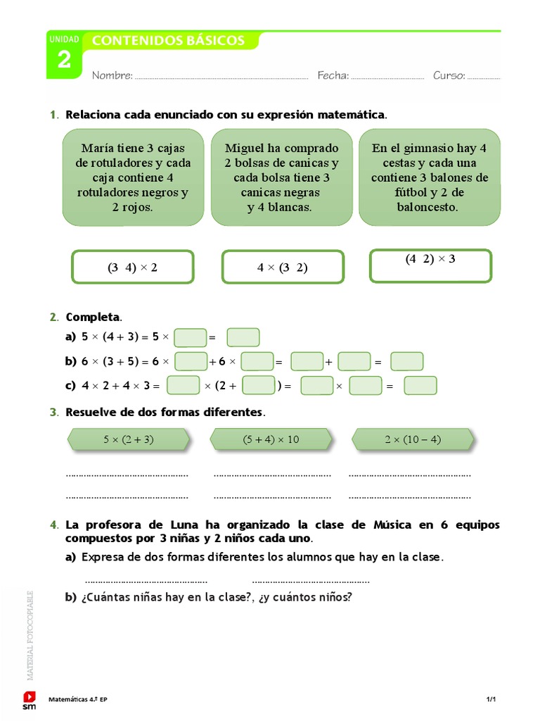 Ejercicios de Propiedad Distributiva | PDF