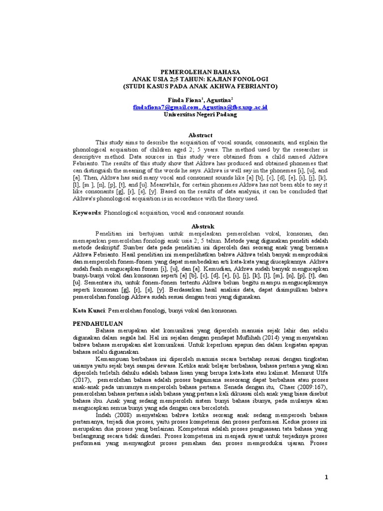 JURNAL Pemerolehan Bahasa (Dalam Bahasa Indonesia) | PDF