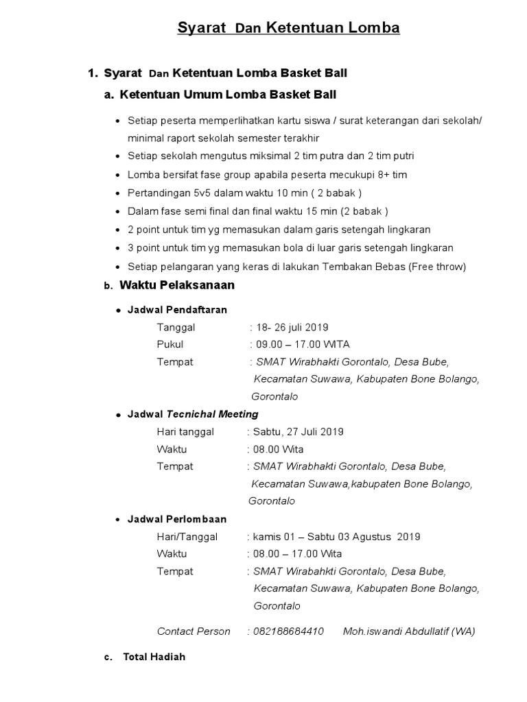 Syarat & Ketentuan Lomba Olahraga | PDF