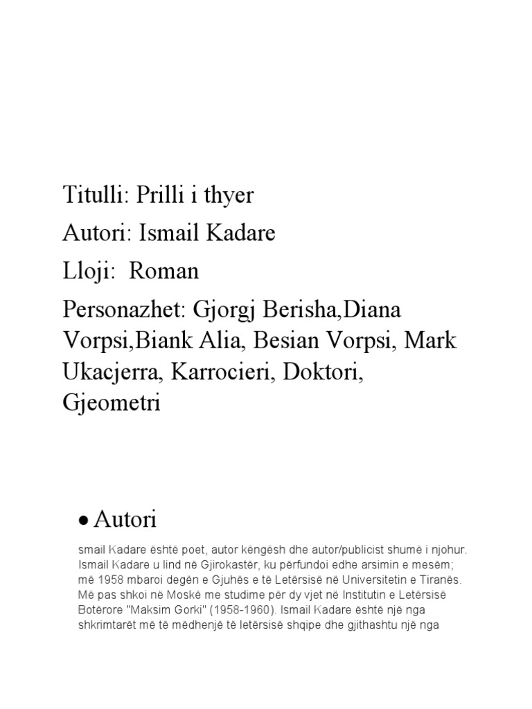 Prilli I Thyer Bisede Letrare | PDF