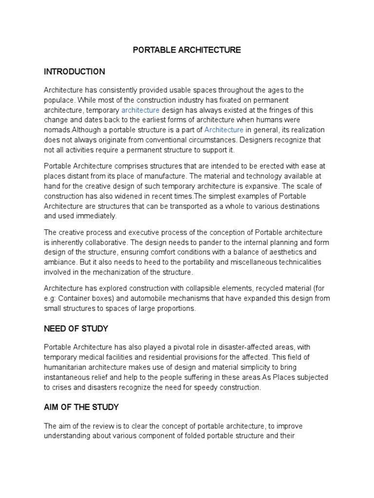 Portable Architecture Research | PDF | Health Care | Hospital