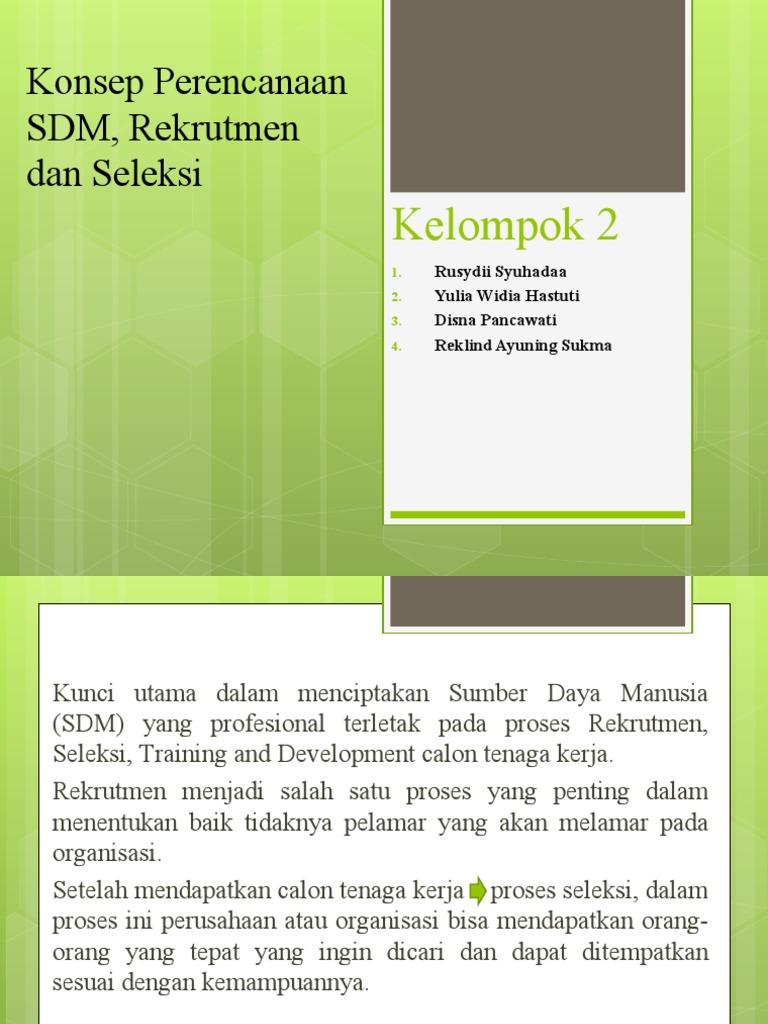 Konsep Perencanaan SDM, Rekrutmen Dan Seleksi | PDF