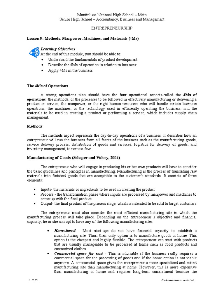 Entrepreneurship Module - Week 9 | PDF