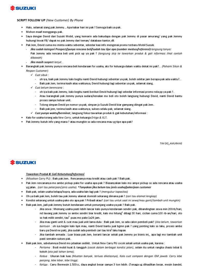 Script Fu Sales Mobil by Phone | PDF