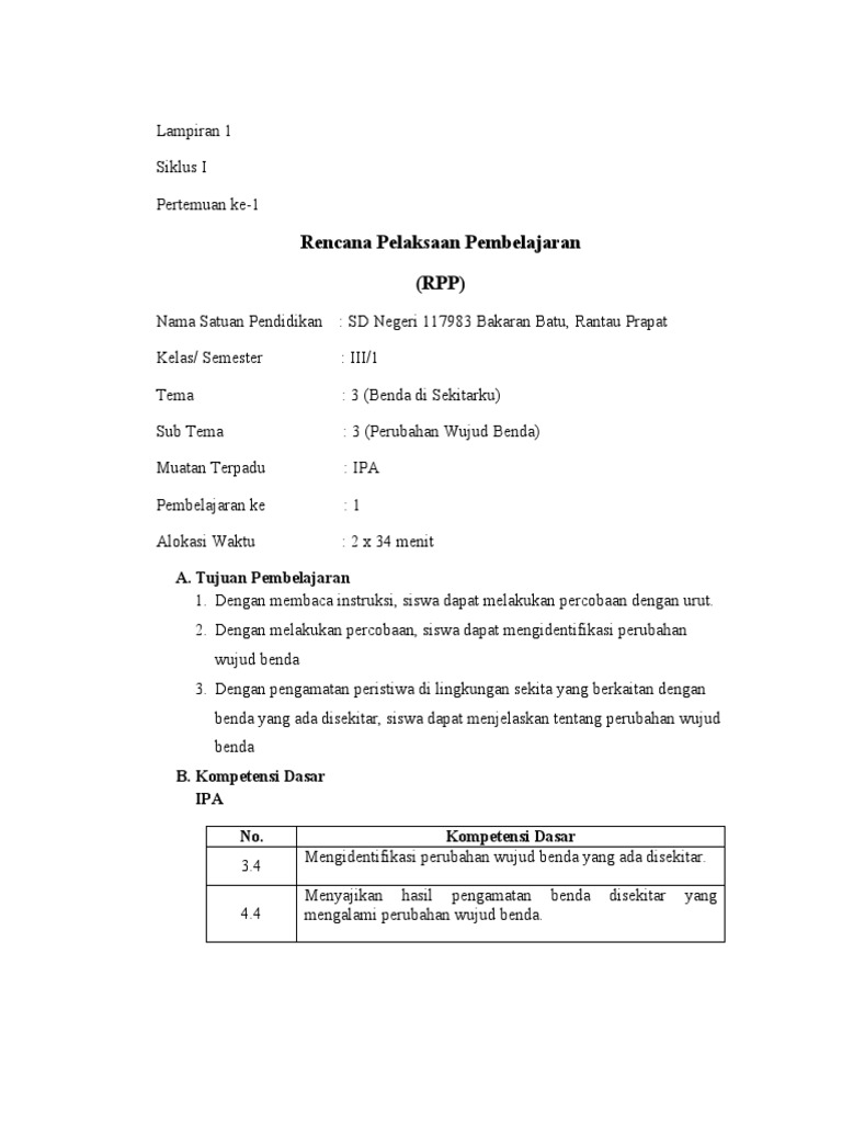 Lampiran 1 RPP 2 Siklus Terbaru | PDF