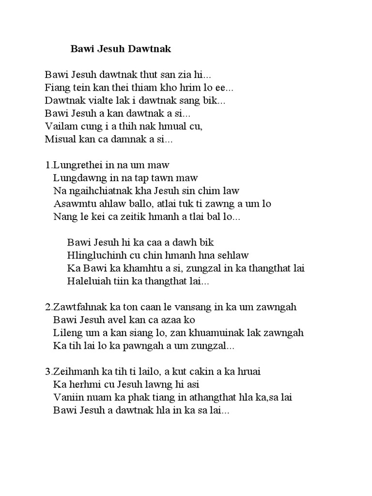 Bawi Jesuh Dawtnak 01 | PDF