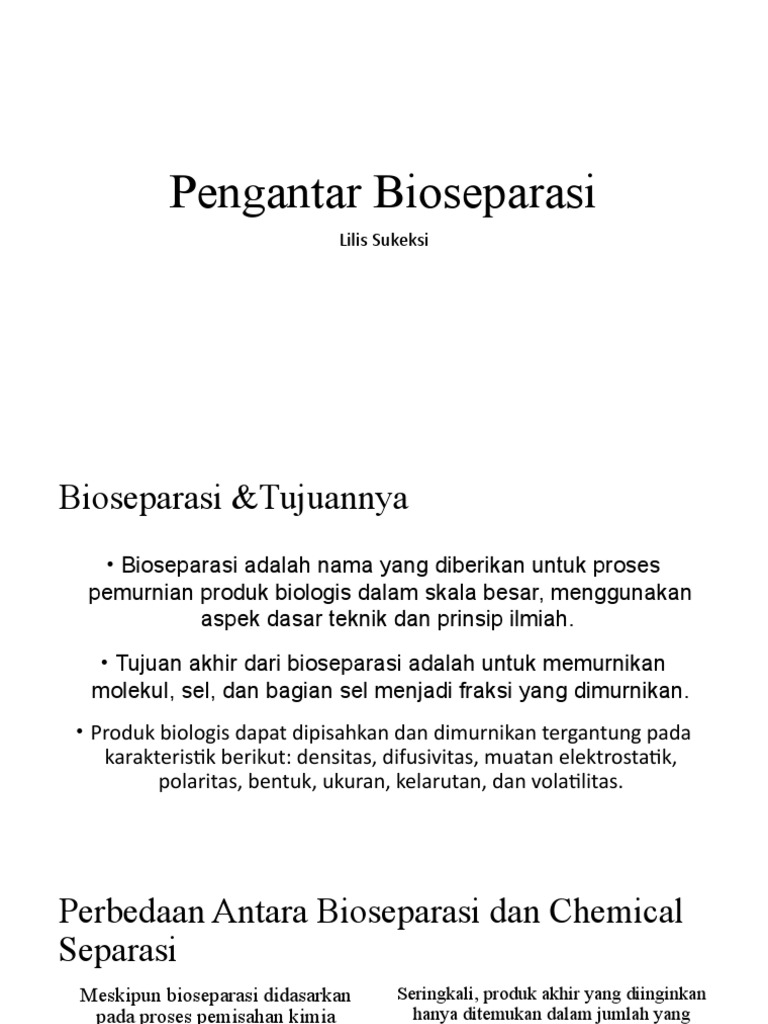 Bioseparasi (30 Slide) | PDF
