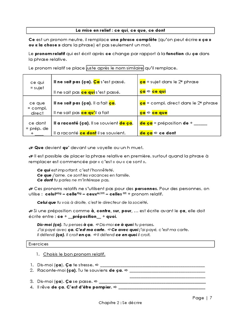 La mise en relief en français | PDF | Pronom