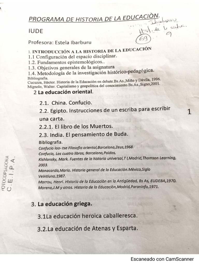 Programa Historia de La Educación Estela Ibarburu PDF | PDF