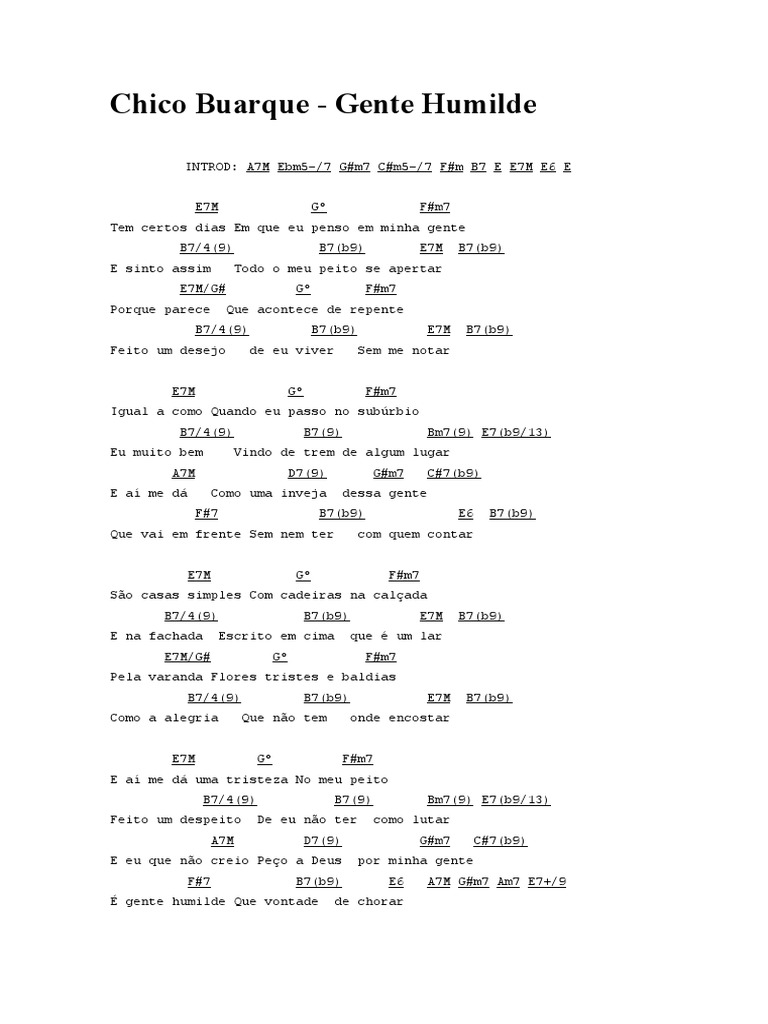 Gente Humilde - Chico Buarque - E | PDF